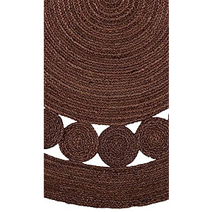 THE PIKKU INTERNATIONAL - Rug Round Jute Hand Woven Circle Design Area Rug Brown Color Carpet (11 X 11 Feet)