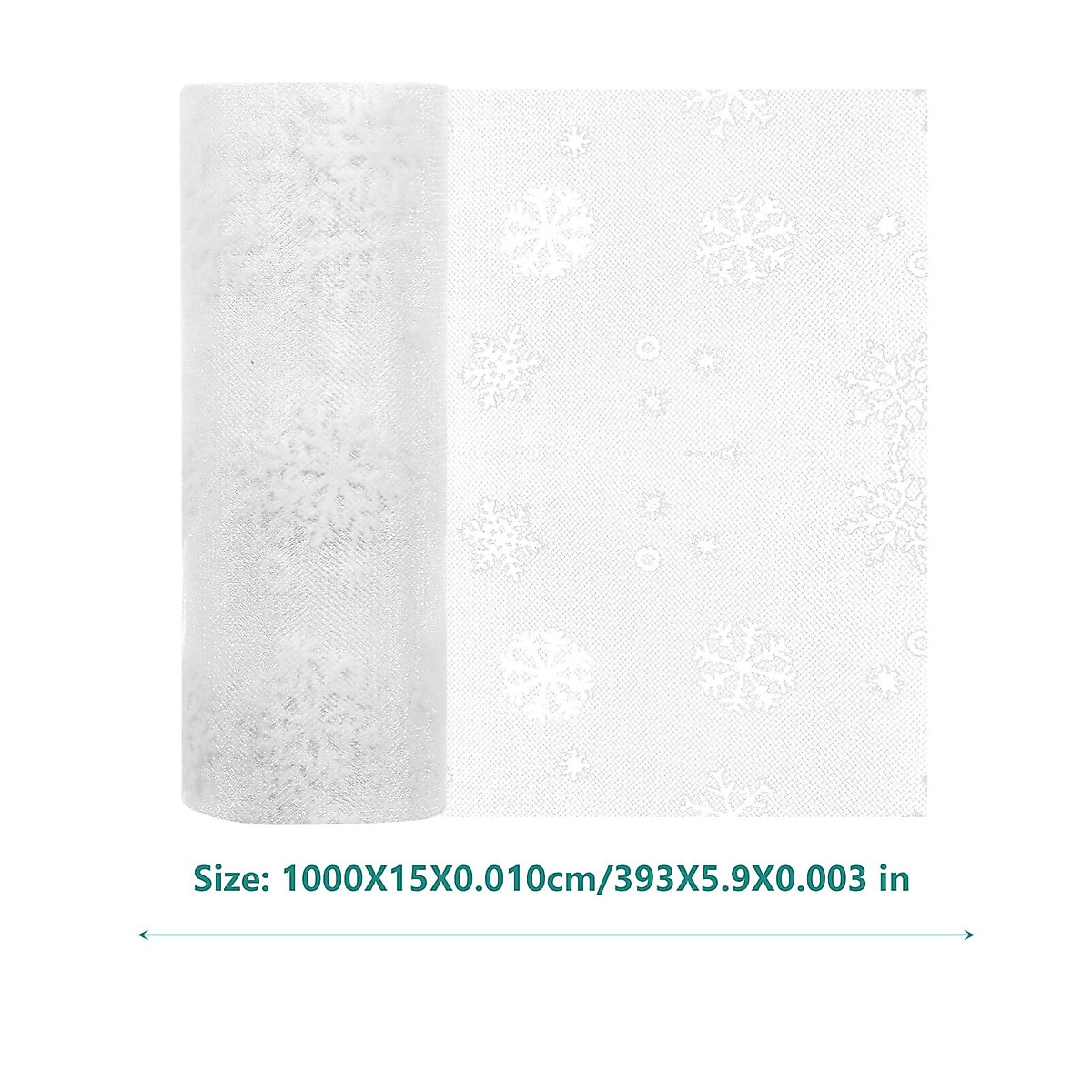 Ciieeo 10 Yards Christmas Fabric Tulle Roll Snowflake Tulle Roll Glitter Gauze Ribbon for Craft Bow Tutu Skirt Sewing Wedding Party Decoration 6 Inch Width White