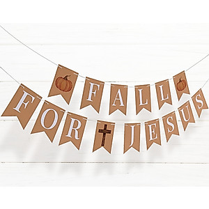 Funnytree Fall for Jesus Decor Props Kit - a 5.9 x 3.6 FT Backdrop/Cards/Ribbon - Party Supply Set for Photo Booth Background