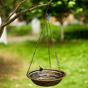 MNRYLKB Metal Hanging Bird Baths for Outdoors,Outdoor Bird Feeder,Backyard, Patio Garden Yard Decoration (Gold)
