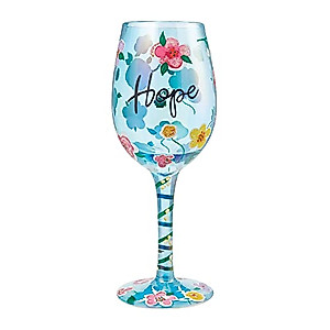 Enesco Designs by Lolita Hope Floral Hand-Painted Artisan Wine Glass, 15 Ounce, Multicolor