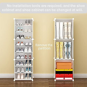 DYRABREST Portable Shoe Rack Shoe Storage Shelf Organizer with Transparent Cover Multifunctional Shoe Cabinet DIY Free Standing Shoes Rack for Entryway