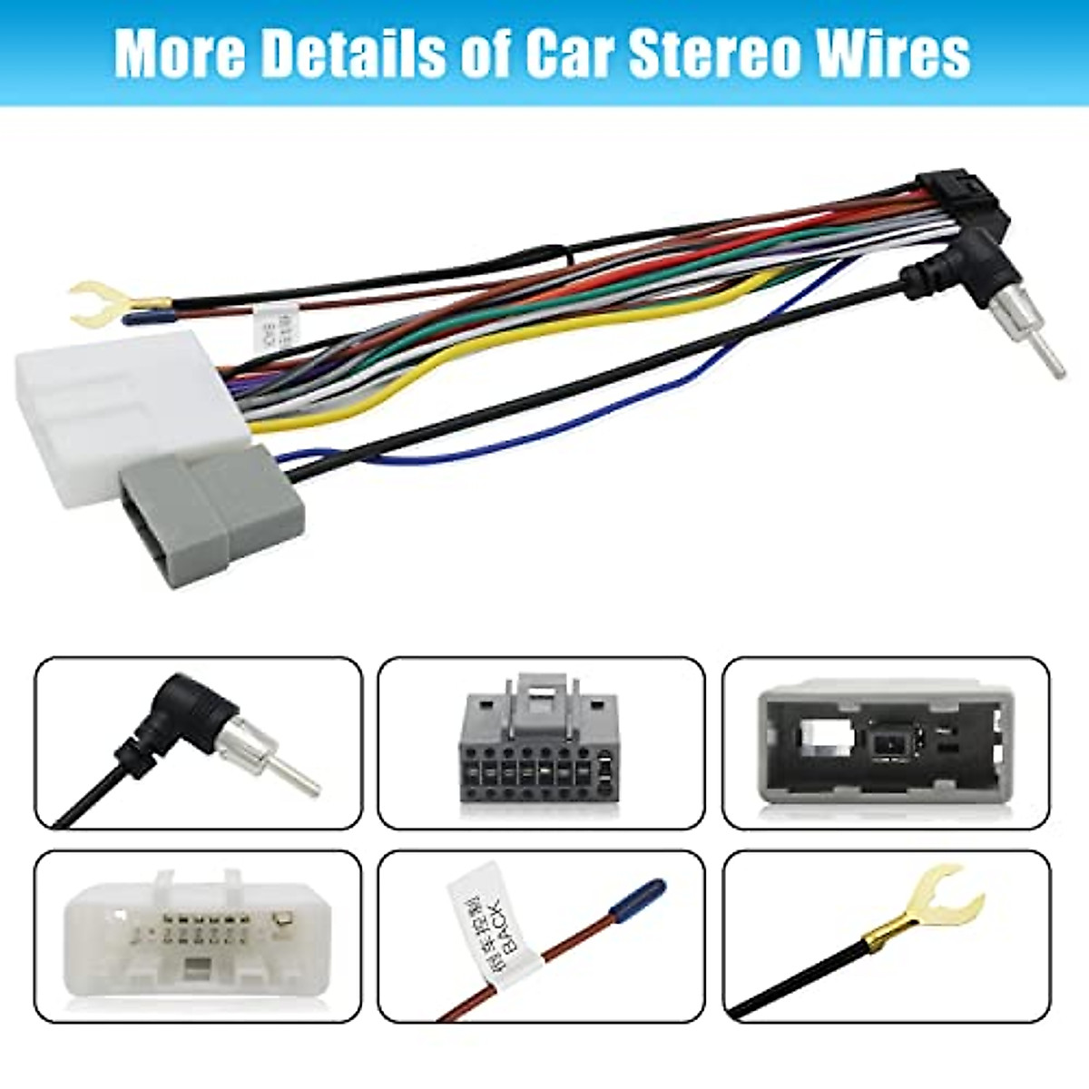 Fiegromech Radio Wiring Harness Adapter Compatible with Nissan Qashqai Sylphy Tiida Bluebird Sunny Subaru Forester 16 Pin ISO Stereo Power Speaker Connector