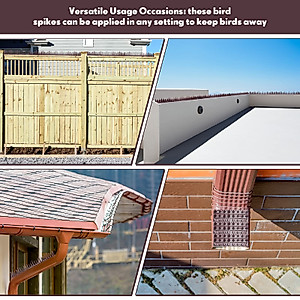 Geetery 40 Pack Bird Spikes, Bird Spikes for Outside Squirrel Pigeon Spikes Bird Spikes for Cat Animal Outside Plastic Fence Spikes for Garden Wall Railing Roof (Brown)