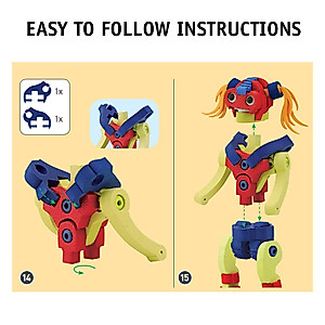 Bloco Toys Build Your Own Superhero | STEM Toy | Comics, Action Figures | DIY Building Construction Set (300 Pieces), Blue/Red/Yellow/