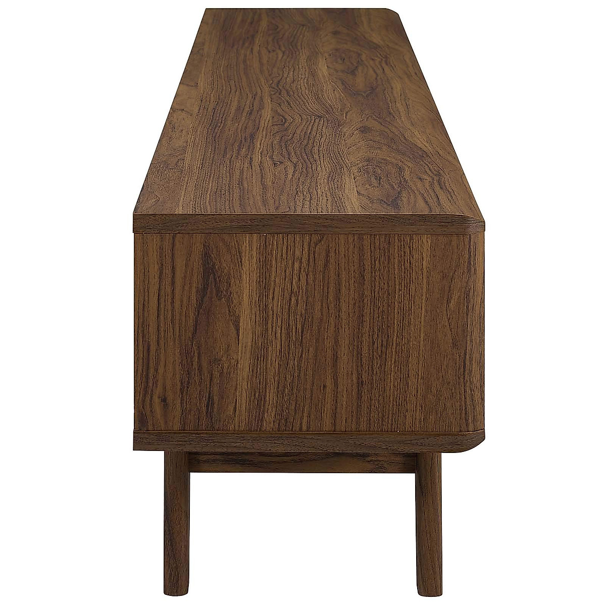 Modway Envision 70" Mid-Century Modern Low Profile Entertainment TV Stand in Walnut White