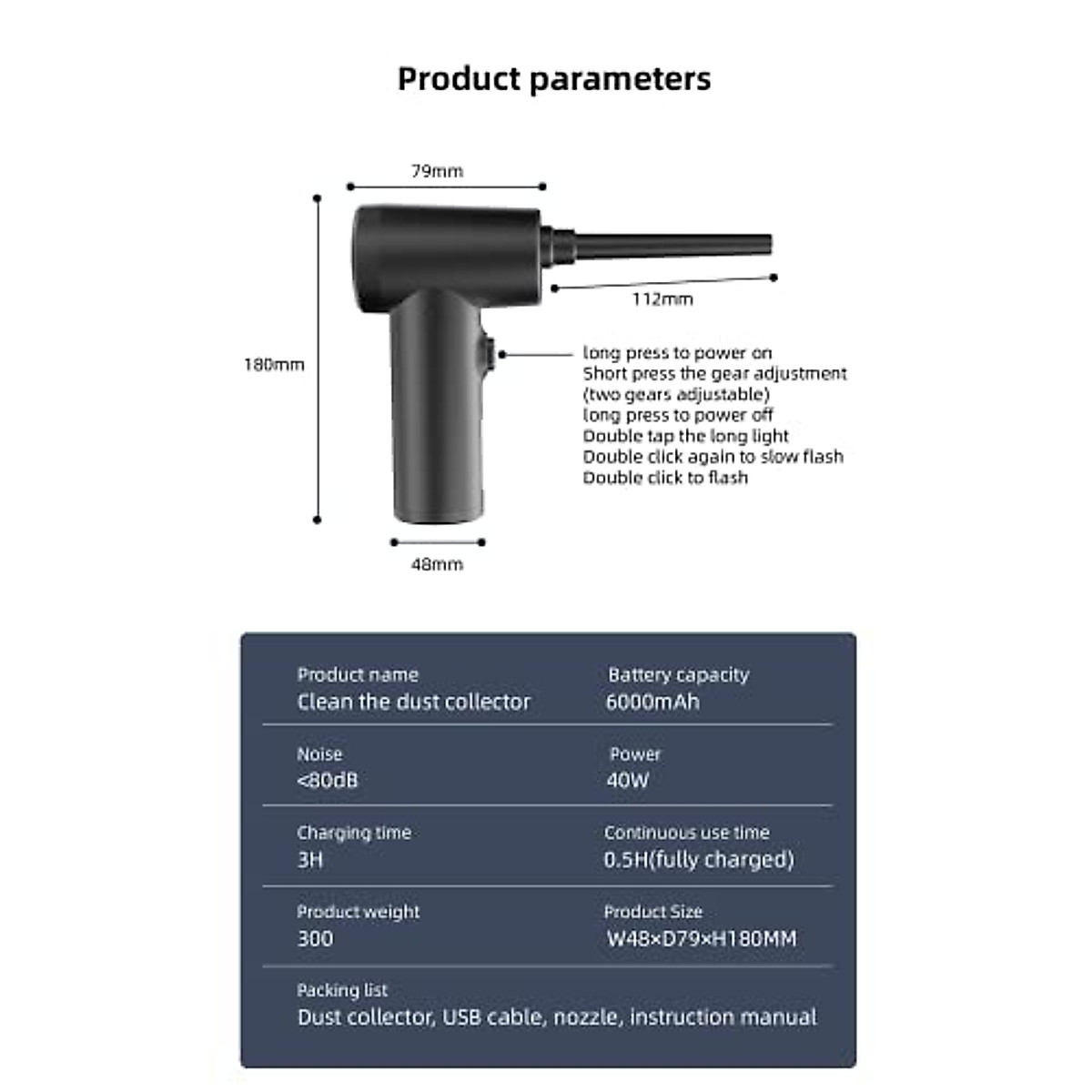 Gkrvb 50000 RPM Compressed Air Duster Cordless Air Duster Blower for Cleaning Laptops Printers from Dust Hair Debris Good Alternative to Compressed Air Cans Reusable Dust Collector