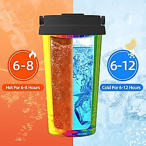 WANGZHAO Rainbow Striped Print Double Wall Stainless Steel Vacuum Insulated Tumbler Cup Home Thermal Cup