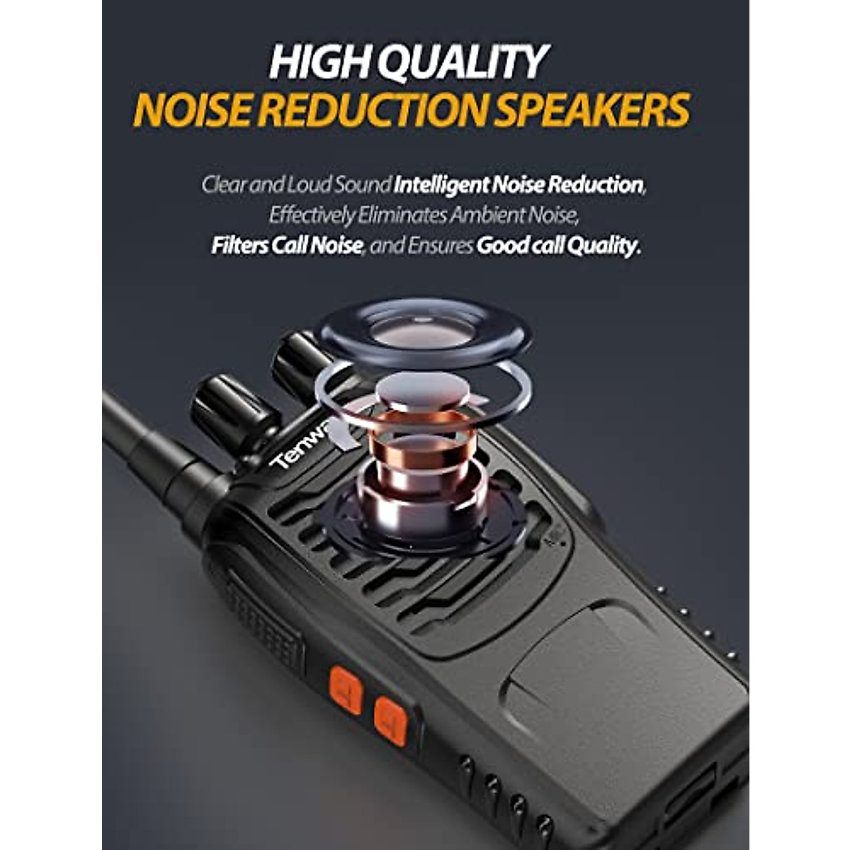 Walkie Talkie Long Range Rechargeable 2 Way Radio for Adult with Earpiece, FRS Two Way Radio VOX 16 Channel Flashlight Li-ion Battery 10 Pack