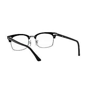 Ray-Ban RX3916VF Clubmaster Square Low Bridge Fit Prescription Eyeglass Frames, Shiny Black/Demo Lens, 55 mm