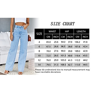 PLNOTME Women's High Waisted Jeans Straight Leg Boyfriend Baggy Casual Denim Pants