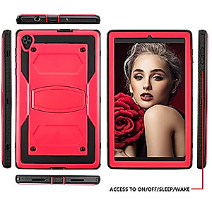 Mignova for Alcatel Joy Tab 2 8 inch 2020 Case Model 9032Z for Alcatel Joy Tab 2 Case for TCL Tab Model 9048S Tablet Case Built in Kickstand Shockproof Hard Back Protective Shell Case (Red)