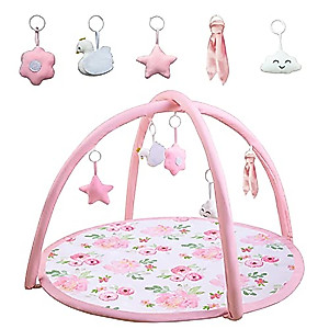 Baby Gym Infant Play Mat for Newborn Toddler Activity Gym Baby Play Gym with 5 Toys, Thicker Mat Washable