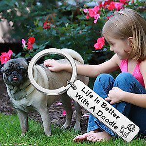 FEELMEM Dog Lover Gifts Life Is Better with A DoodleKeychain Gift for Dog Mom Doodle Mama Jewelry Doodle Owner Gifts (Doodle)