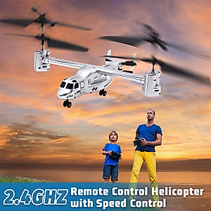 Leopmase V-22 RC Plane 4CH Remote Control Airplane, with Altitude Hold High & Low Speed and LED Light Ready to Fly,Two Batteries Stunt Flying Toy for Beginners Adults Kids