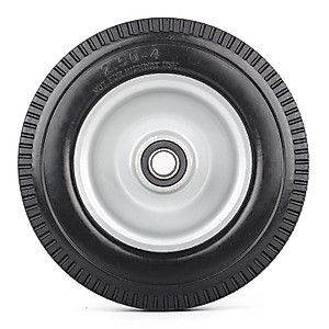 GICOOL 8-Inch Flat-free Tire, 2.50-4 Solid Tire and Wheel, 5/8" Bearings, 2.2" Offset Hub for Hand Truck Garden Wagon Trolley Dolly Replacement, 2 Pack