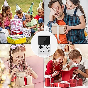 Retro Handheld Game Console with 500 Classic FC Games, Portable Retro Video Game Console, 3-inch LCD Screen and Add-on Controller, Handheld Game Console Supports Connection to TV and Two Playe (White)