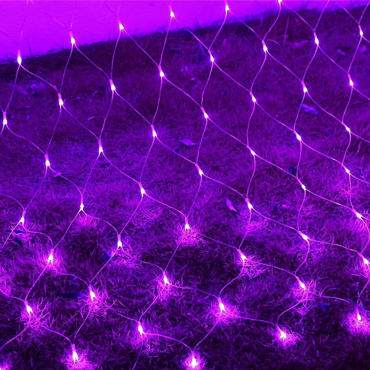 Curtain String Lights LED Fairy Net Light 8 Modes Twinkle Plug Control Timer Firefly Starry Night Lamp Halloween Christmas Tree Bushes Wall Backdrop Tapestry Decor (Purple, 6.6X9.8ft)