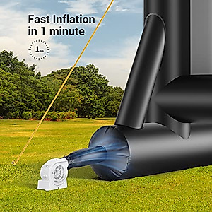 Outdoor Inflatable Projector Screen 14 Feet Blow up Movie Screen with Fast Low-Noise Air Blower Support Front & Rear Projection for Home Theater Backyard Movie Night Barbecue Pool Party