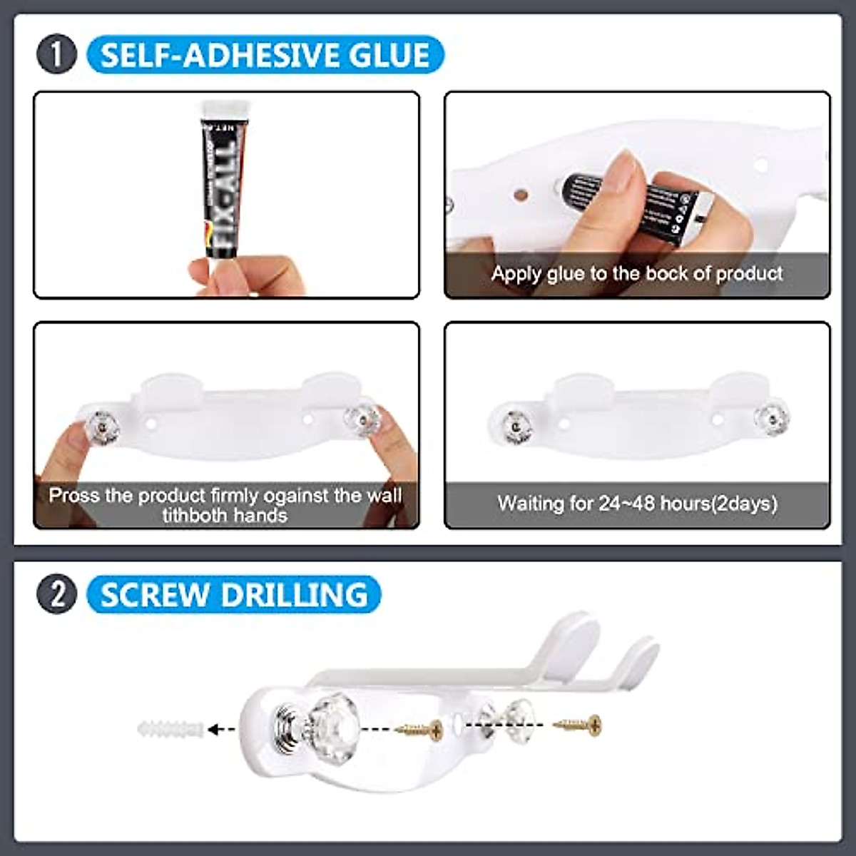 WANLIAN Universal Hair Dryer Bracket Wall Mount Shelf Hair Dryer Holder, Wall Mount Bathroom Hair Blow Dryer Rack, Wall Hair Dryer(White)