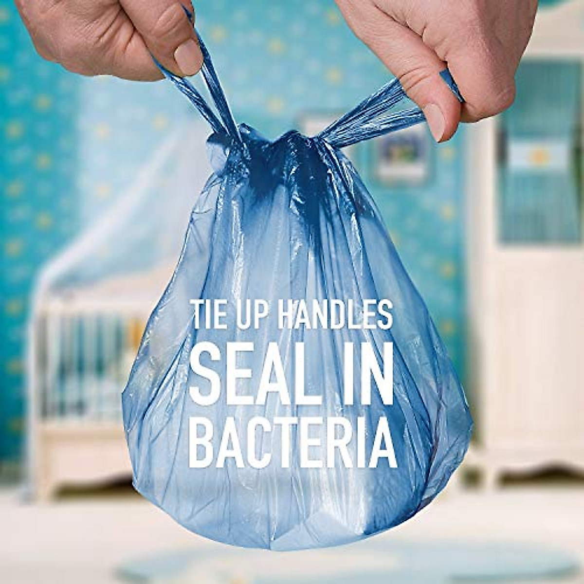 Tadge Goods Baby Disposable Diaper Bags Scented with Lavender - Odor Absorber Biodegradable Plastic Diaper Sacks for Trash Bag Essential Items - Bags for Dirty Diapers - Refill 200 Count (Blue)