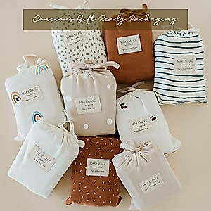 MakeMake Organics GOTS Certified Organic Cotton Kimono Knotted Blanket Tie Swaddle Hat Set Mittens Baby Boys Girls (Moonlight, 0-3 Months)