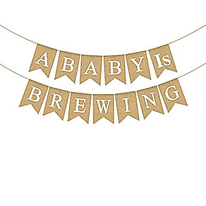 Rainlemon Jute Burlap A Baby is Brewing Banner Tea Beer Diaper Party Baby Shower Garland Decoration