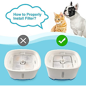 VinDox 16 Pack Cat Water Fountain Filters, Pet Fountain Replacement Filters, Cat Fountain Filter for 84oz/2.5L Square Pet Fountains, Automatic Water Dispenser Drinking Fountain