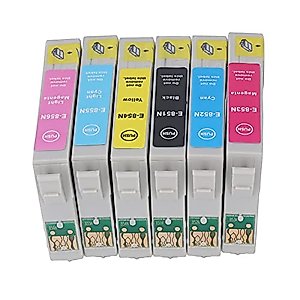 Ink Cartridge BK C M Y LC LM 6 Colors Printing Accessory Part Clear Printing Large Capacity Broad Utility for Photo Paper Document (T0851N/T0852N/T0853N/T0854N/T0855N/T0856N)