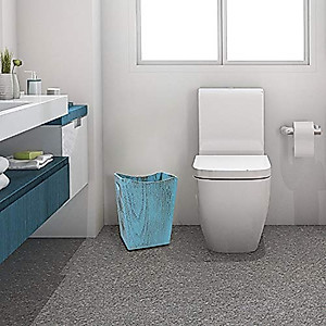 Honest Wood Trash Can,Rustic Farmhouse Style Wastebasket Bin with Handle for Living Room,Bedroom,Bathroom,Kitchen,Office(Blue)