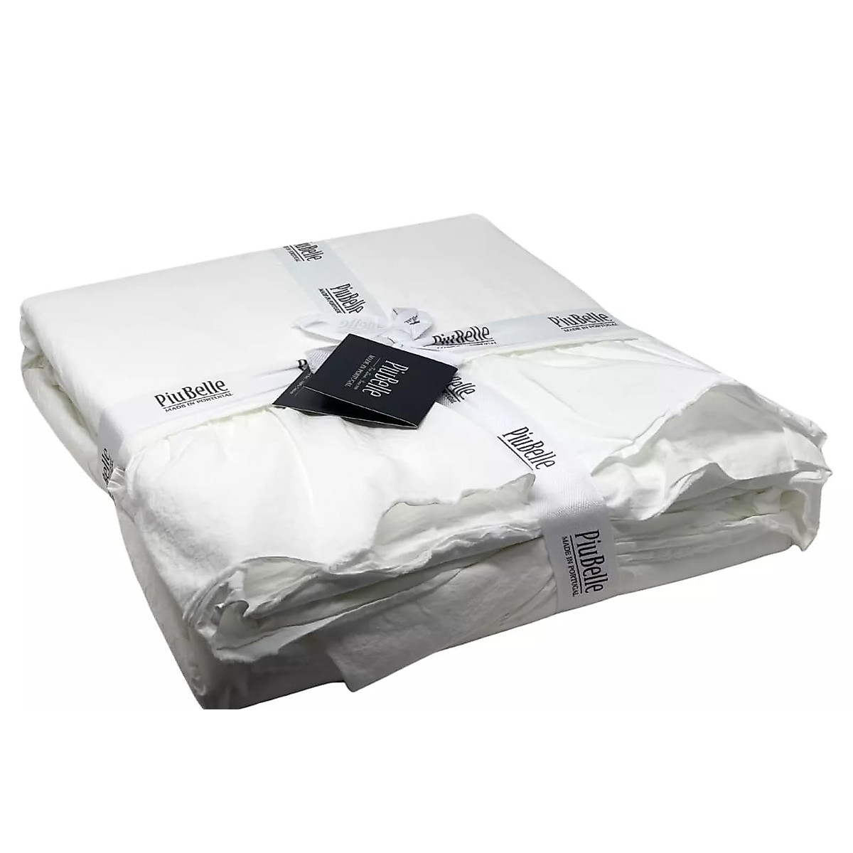 Piubelle Piu Belle Portugal Luxury Queen Size 3 Piece White Ruffle Duvet Cover Set Premium Quality 100% Cotton Shabby Chic Style