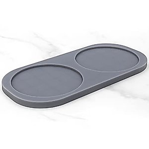 HvOvMvE 2 in 1 Creative Silicone Coaster for Kitchen and Bathroom to Place Soap Dispensers，Tumbler, Toothbrush Holder, Drinks, Cup Mat Protects The Countertop, Non-Slip (Grey)