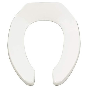 American Standard 5901100.020 Commercial Elongated Open Front Toilet Seat with Stainless Steel Hinge, 1.00 in Wide x 14.38 in Tall x 18.56 in Deep, White