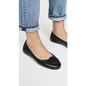 Tory Burch Women's Minnie Travel Ballet Flats, Perfect Black, 6 Medium US