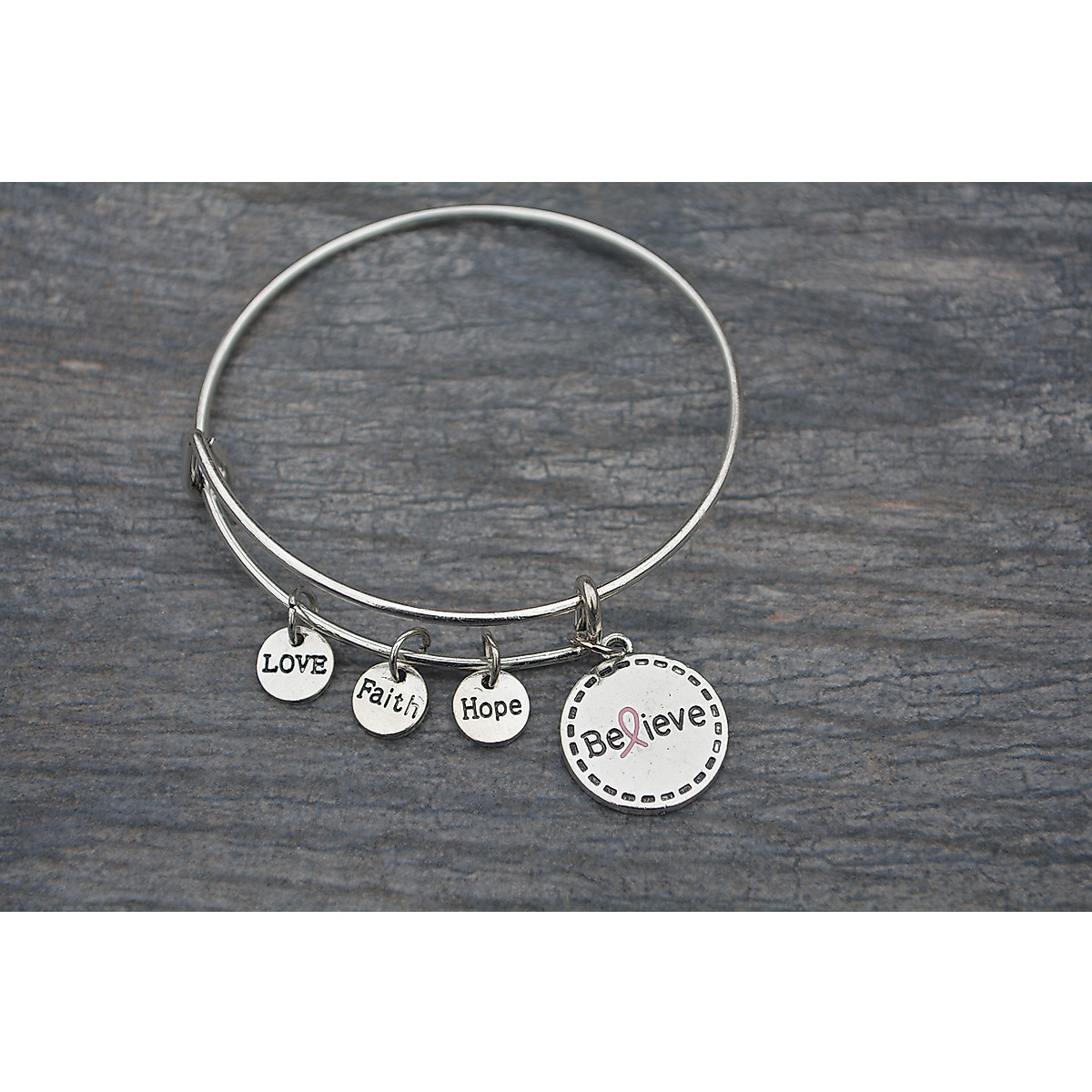 Infinity Collection Breast Cancer Bracelet, Pink Ribbon Bangle Bracelet, Cancer Awareness, Cancer Gift for Women, Motivational Encouragement Gifts for Women Best Friend Sister Mom