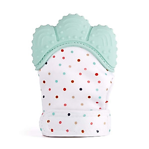 Baby Teething Mitten for Babies - Self-Soothing Pain Relief Teething Toys Glove for Teething Babies, Toddlers, Infants, Unisex - Natural Organic BPA Free,3+ Months (Mint Green)