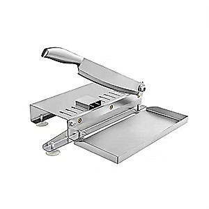 N / B Manual Meat Slicer, Stainless Steel Frozen Meat Slicer, Sharp Blade, Fast Cutting, with Side Tray, for Home Use Beef Mutton Bacon Cheese Nougat Deli