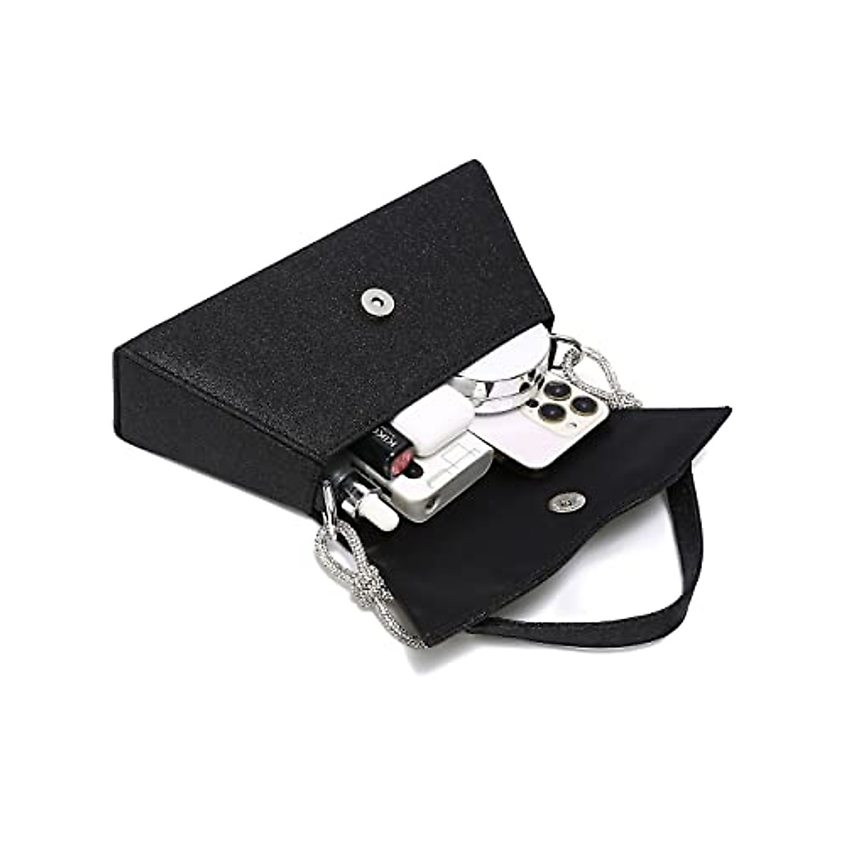 YIKOEE Sparkly Rhinestone Bow Evening Bag Clutch Purses for Women (Black)