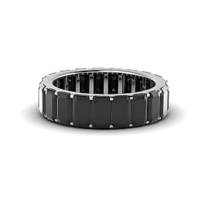 Jewelryonclick Modern Eternity Band 925 Sterling Silver Black Onyx Channel Emerald Cut Friendship Day Chunky Promise Ring Office wear Party wear Gift for Womens and Size US 11