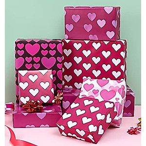 U'COVER Gift Wrapping Paper for Girls Women Men Love Heart Birthday Wrapping Paper for Valentines Day Mothers Day Anniversary Wrap Paper 10 Folded Sheet