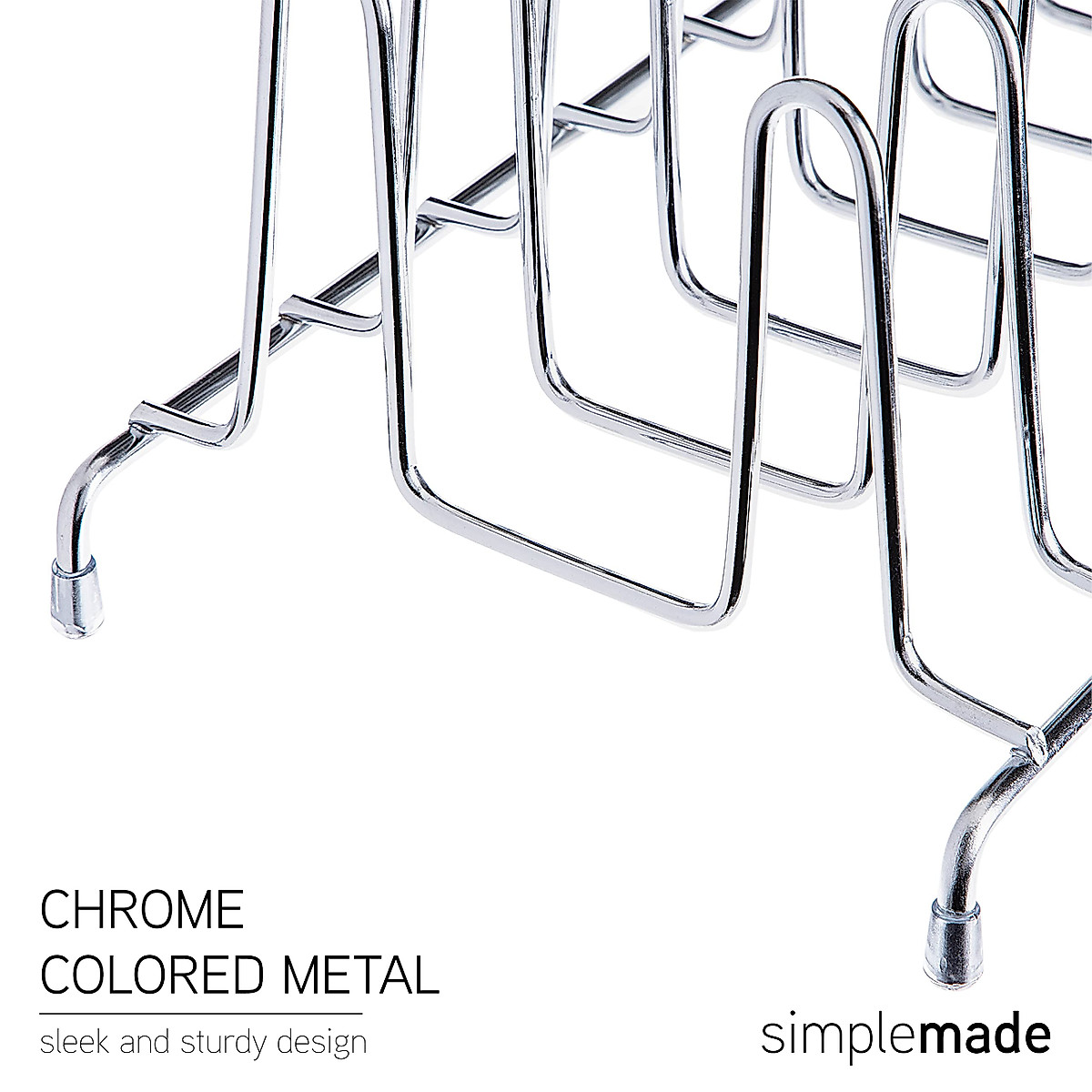 SIMPLEMADE Kitchen Dish Rack Organizer - 2 Wire Metal Cabinet Organizers and Storage Rack for Plates, Dishes, Pots, Pot Lids, Pan Lids, Container Lids - Shelf, Counter & Pantry Organization (Chrome)