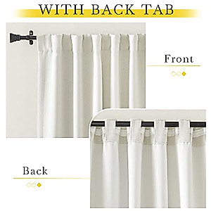 NICETOWN Room Darkening Faux Linen Curtains for Bedroom, Rod Pocket/Back Tab/Hook Belt Linen Burlap Light Blocking Noise Dampening Curtains for Living Room, Natural, W50 x L108, 2 Panels