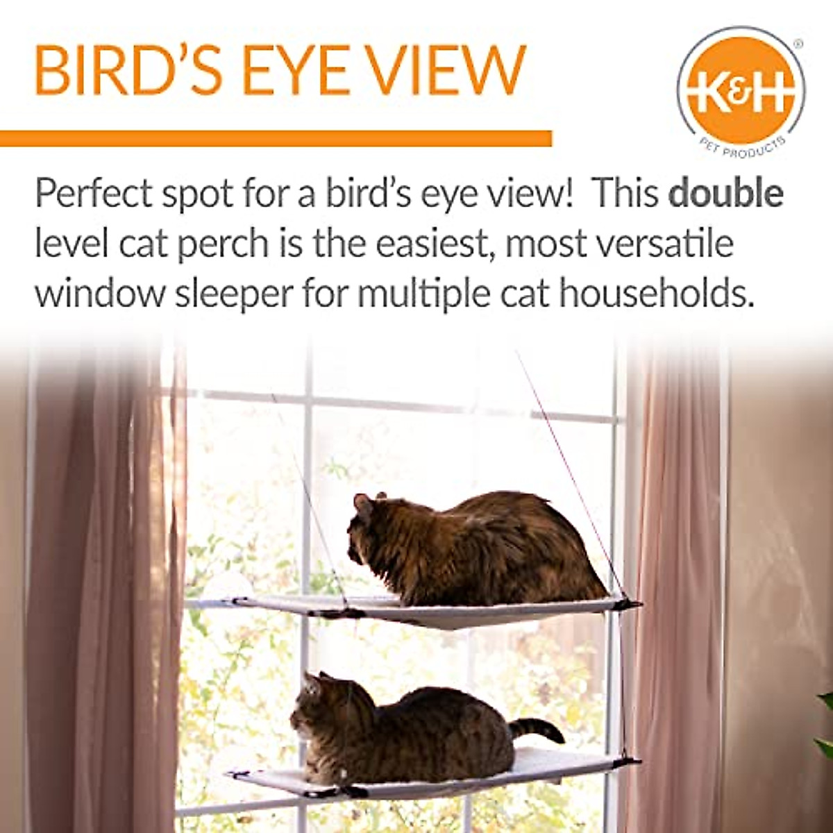 K&H PET PRODUCTS, Creative Solutions Cat Window Lounger Double, 1 Count