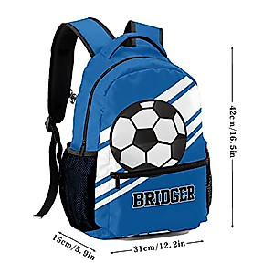 Liveweike Custom Kids Backpack,Soccer Ball Sports Royal Blue Personalized Kid's School Bookbags Bag for Gift Boys Girl Children