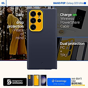 Caseology Nano Pop for Samsung Galaxy S23 Ultra Case 5G (2023) [Military Grade Drop Tested] Dual Layer Silicone Case - Blueberry Navy