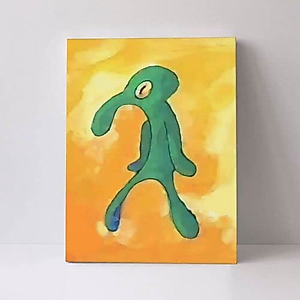Bold and Brash Painting Canvas Squidward Poster Wall Art Print Home Bathroom Decor Framed Bedroom Office Living Room 8X12 Inch