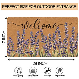 Lavender-Welcome-Doormat Outdoor-Entrance - Coir-Non-Slip Seasonal-Spring Summer Indoor Home Decor Front Door Mats