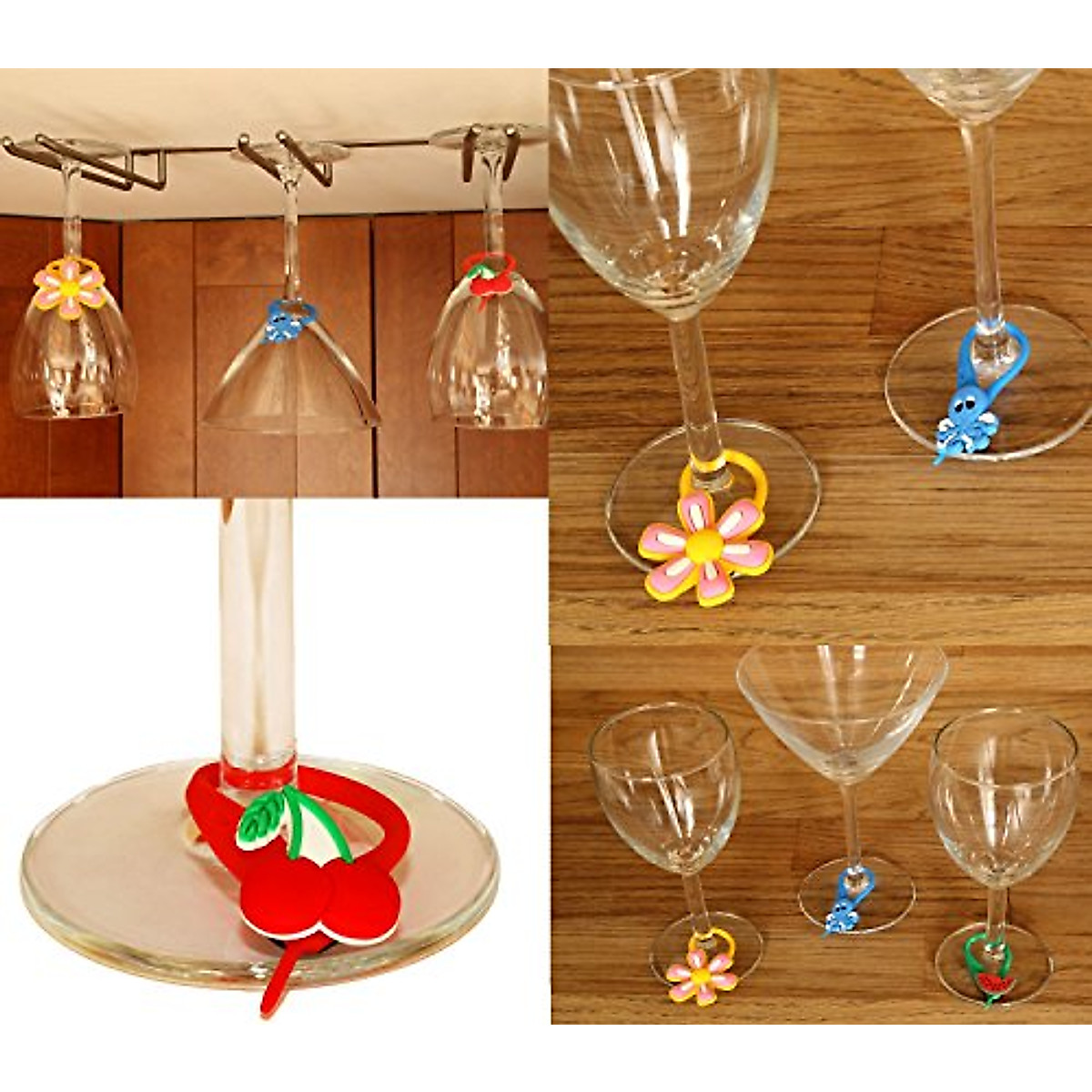 Avirgo Colorful Glass Charms WineColorful Glass Drink Marker Set of 6 Pcs