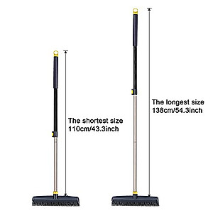 Yocada Push Broom Brush Stiff Bristles Broom Head Telescopic Heavy-Duty Outdoor Commercial for Cleaning Bathroom Kitchen Patio Garage Deck Concrete Wood Stone Tile Floor