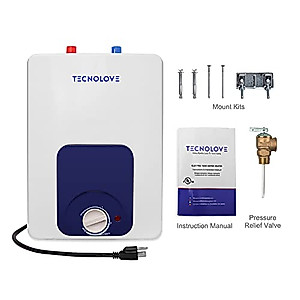 Tecnolove Mini Tank Electric Water Heater UL Listed, 1.32 Gallon (MT15) Under Sink Water Heater for Point of Use, 120V Corded Wall or Floor Mounted